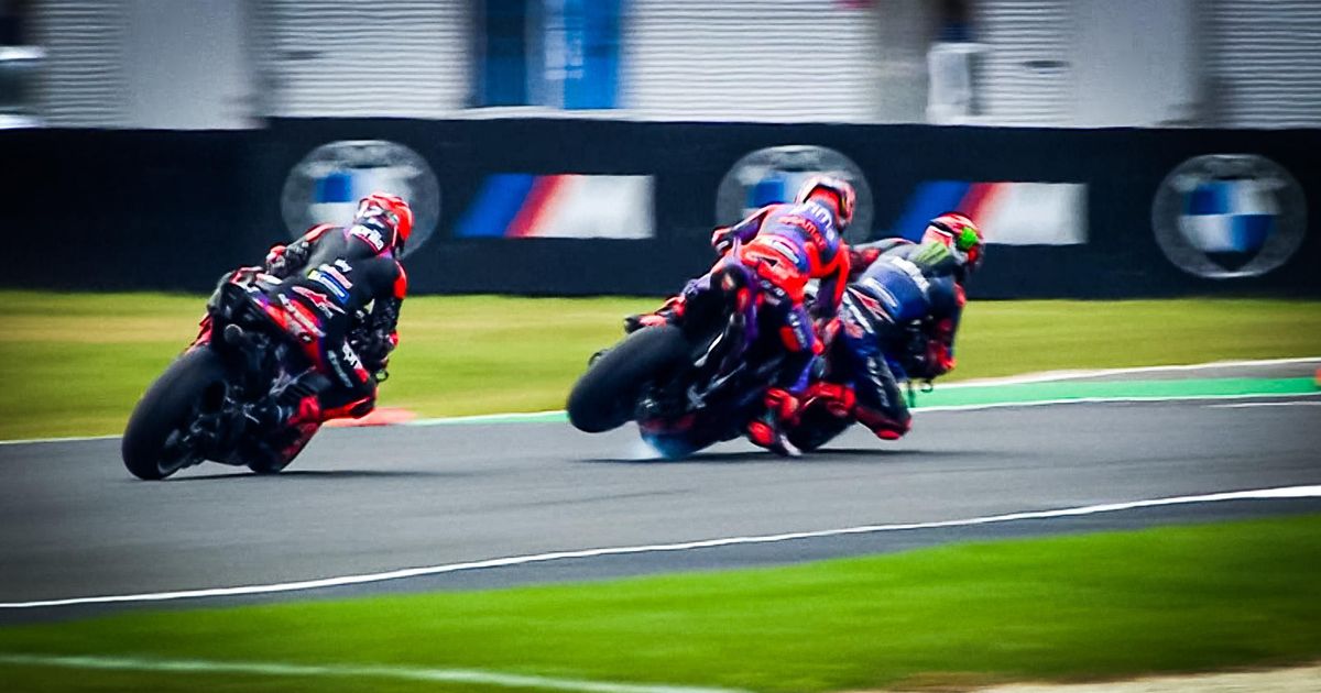 WATCH: Martin hits the deck early after near miss with Quartararo